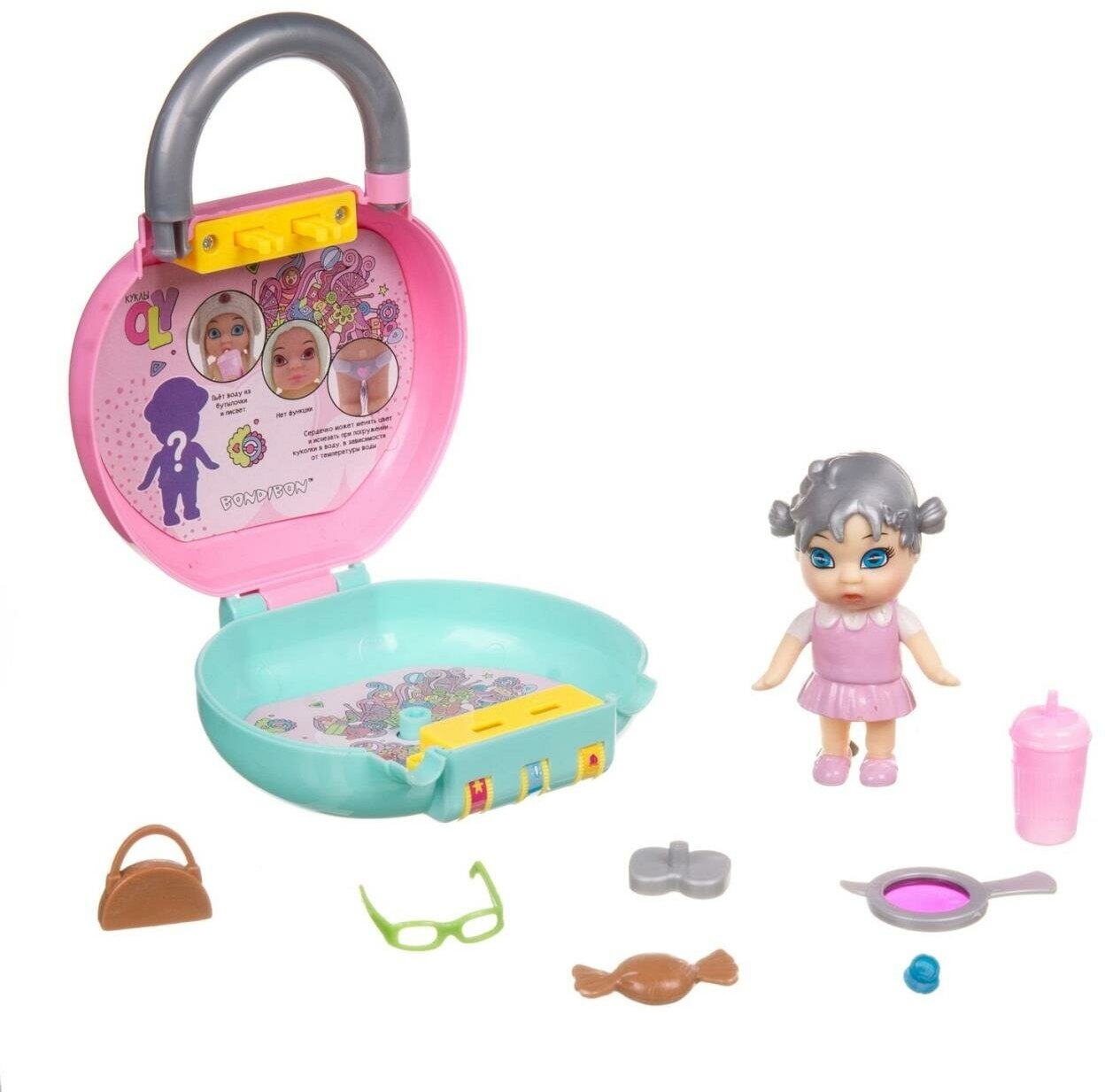 Набор игровой Bondibon куколка OLY в парике и аксессуарами в чемоданчике на кодовом замке, ВОХ 11,7х