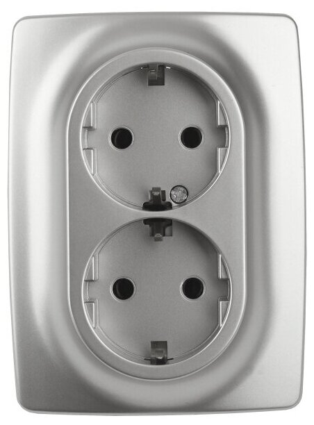 ЭРА розетка 2 поста серия 12 с заземлением алюминий для настенного монтажа в помещении