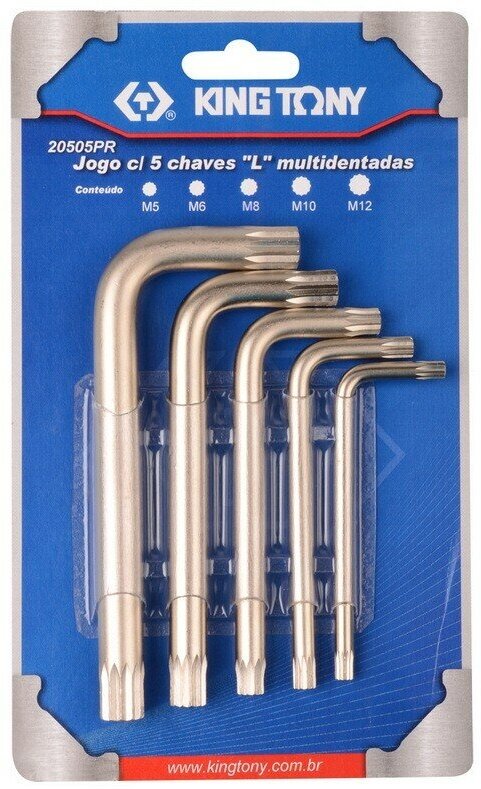 Набор Г-образных SPLINE, M5-M12, блистер, 5 предметов KING TONY 20505PR01