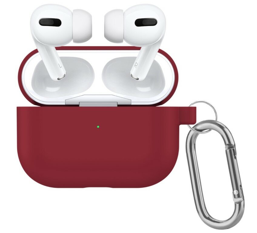 Чехол силиконовый с карабином для AirPods 3, малиновый (13)