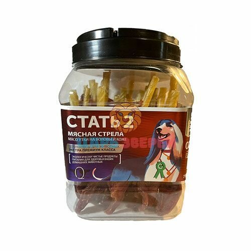 Лакомство для собак Green Qzin Стать 2, сушеное мясо страуса на воловьей коже, 750 г