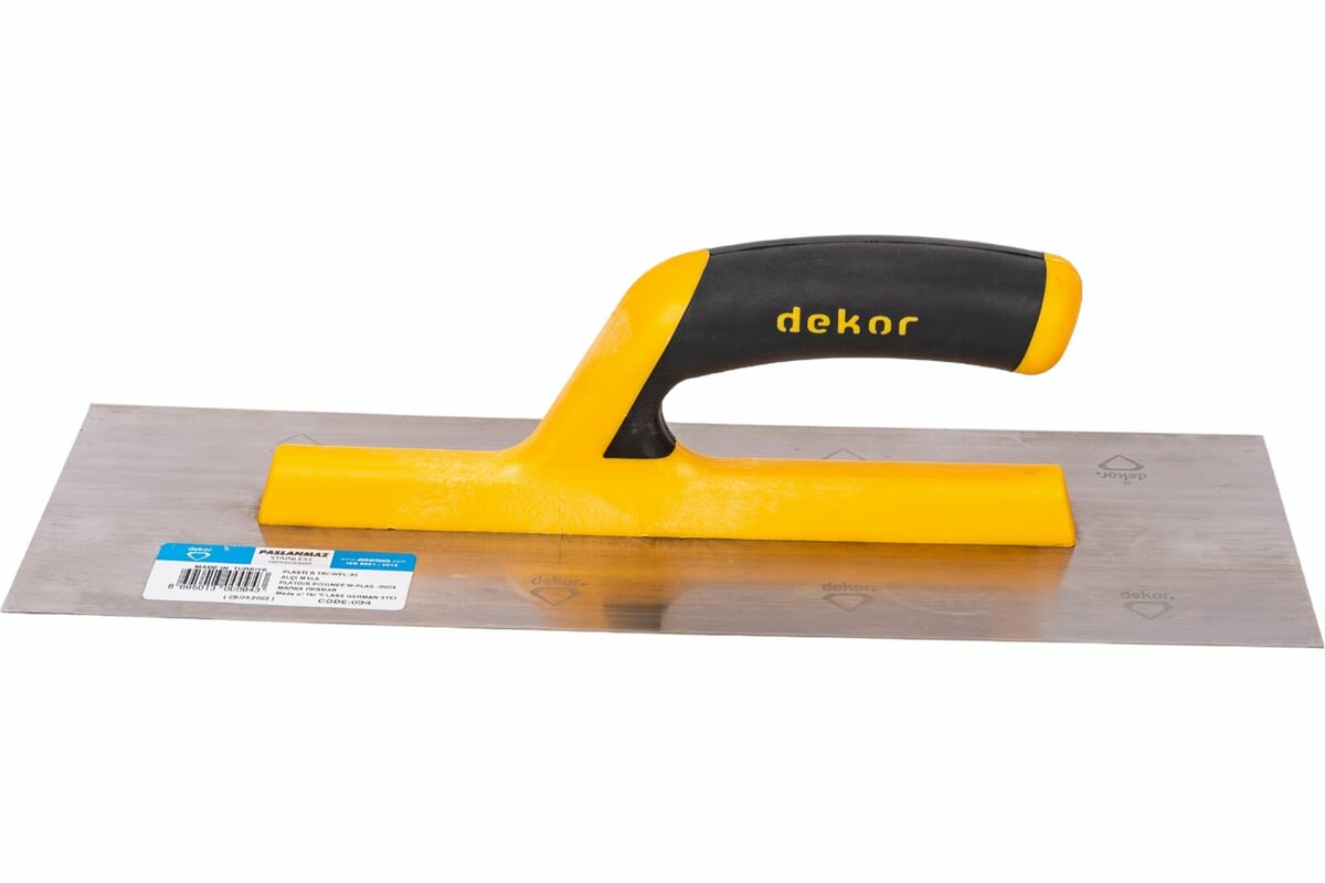 DEKOR Гладилка нержавеющая сталь, 120х350 мм пластиковая ручка 094