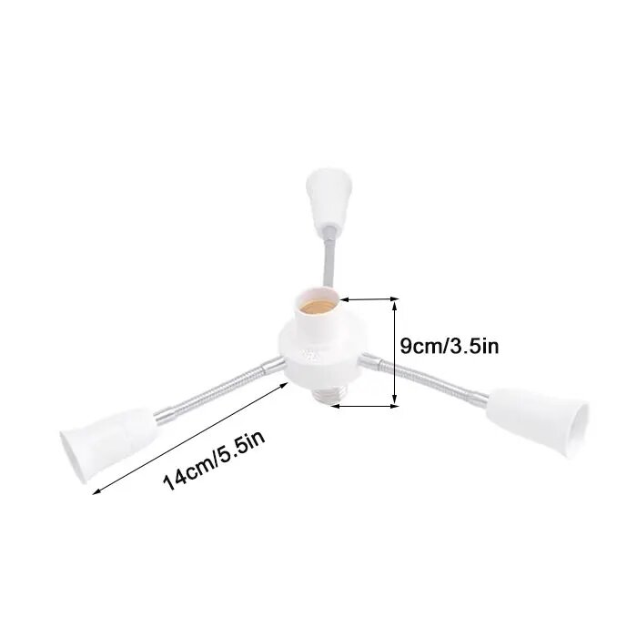 Белый разветвитель E27 для светодиодных ламп 3plus1