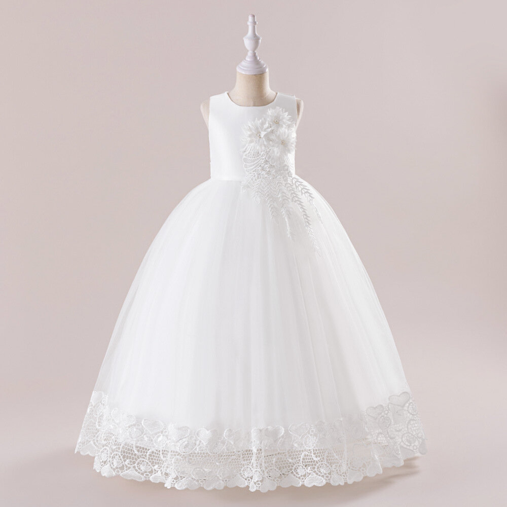 Детское платье-юбка ALP-0001, для выступлений, белое