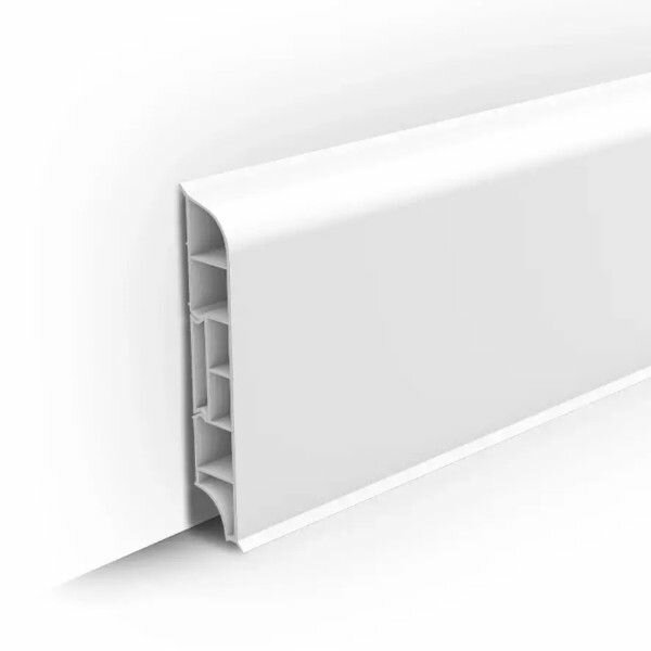 Плинтус напольный Идеал Дюра Округлый, гладкий 001 Белый матовый 80x16x2200 мм