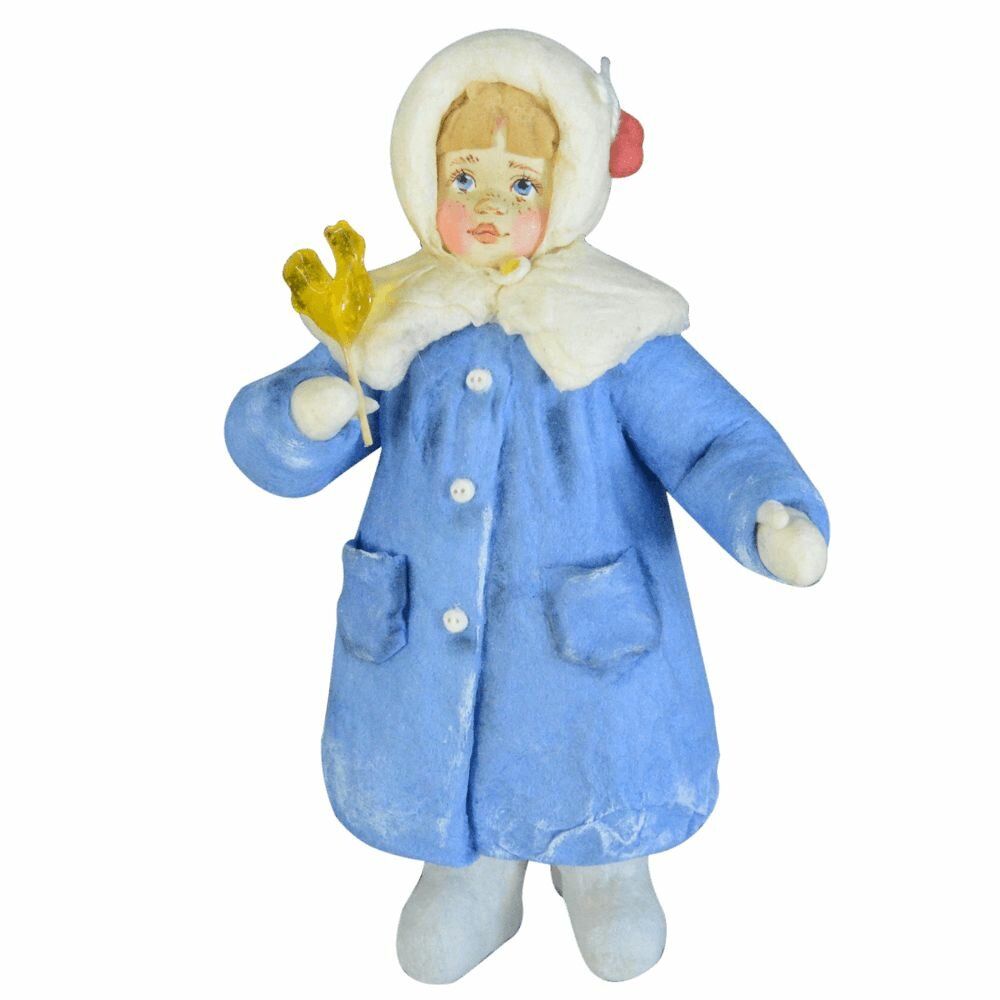 Игрушка на елку Девочка с петушком (вата) 14см