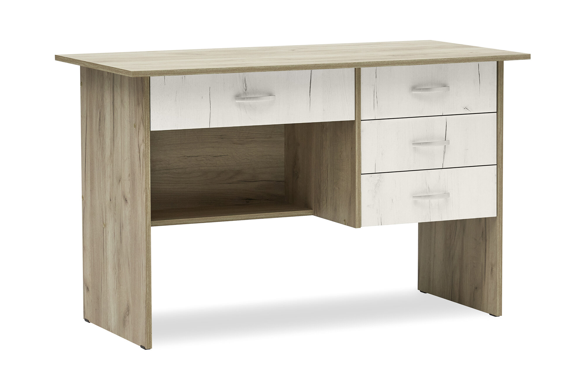 Стол письменный Нонтон Сити, 120x59x75 см, 4 ящика, дуб крафт серый / дуб крафт белый