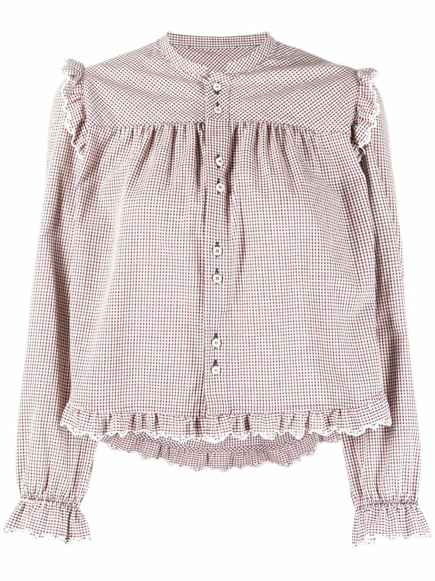 Блуза Check-pattern ruffled blouse