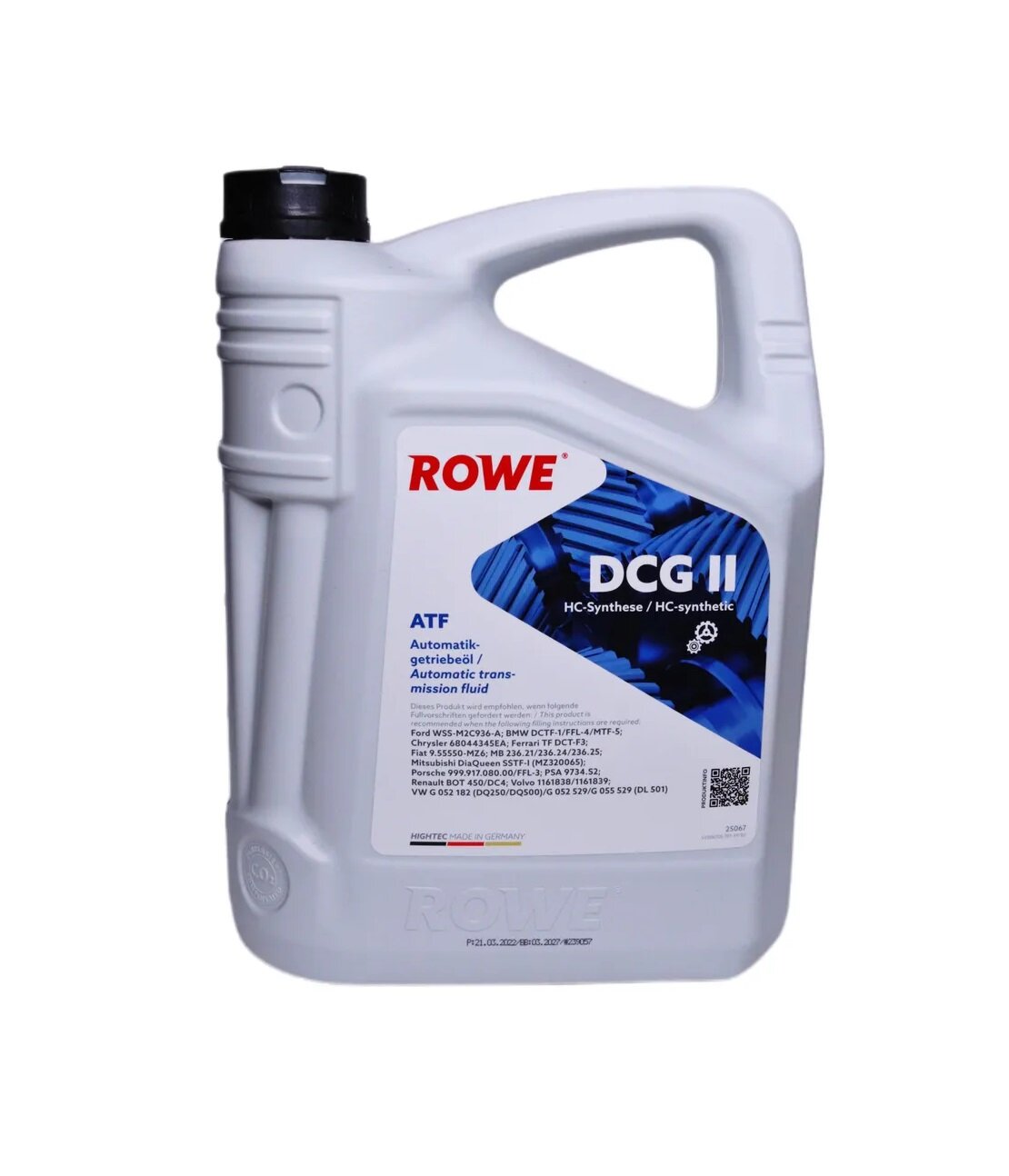 Масло трансмиссионное синтетическое ROWE HIGHTEC ATF DCG II, 5 литров канистра