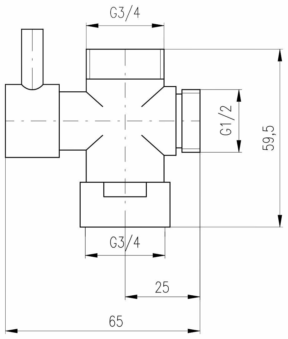 Rav Slezak Керамический переключатель к душ штангам цвет чёрный матовый/хром (MD0629CMATC) MD0629CMA