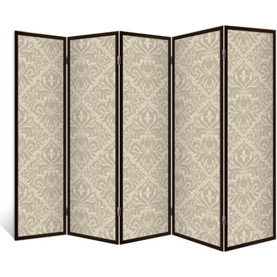 Ширма перегородка Декор Депо для комнаты деревянная "Монарх" двухсторонняя с картинкой (абстр) 5 створок венге 176х230 см 18 кг