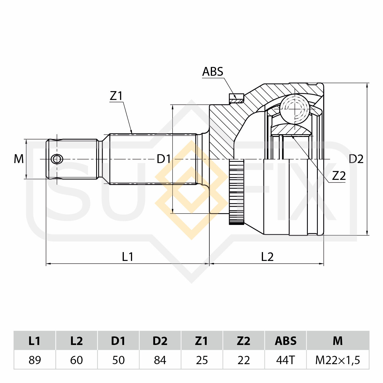 ШРУС наружный передний правый/левый для KIA CERATO / SUFIX ST-1036