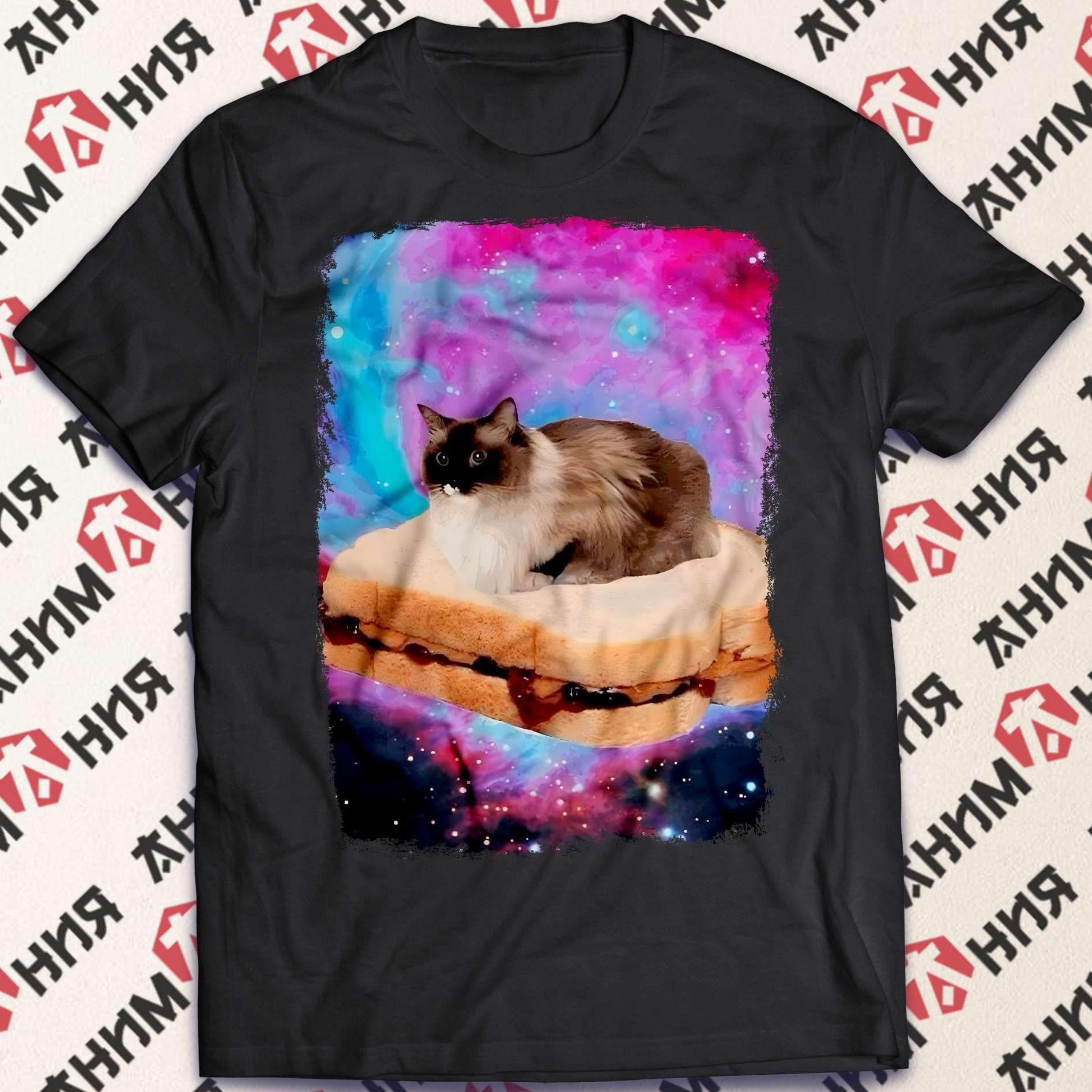 Футболка Футболка с котом, абстрактная, стильная, черная размер 3XS