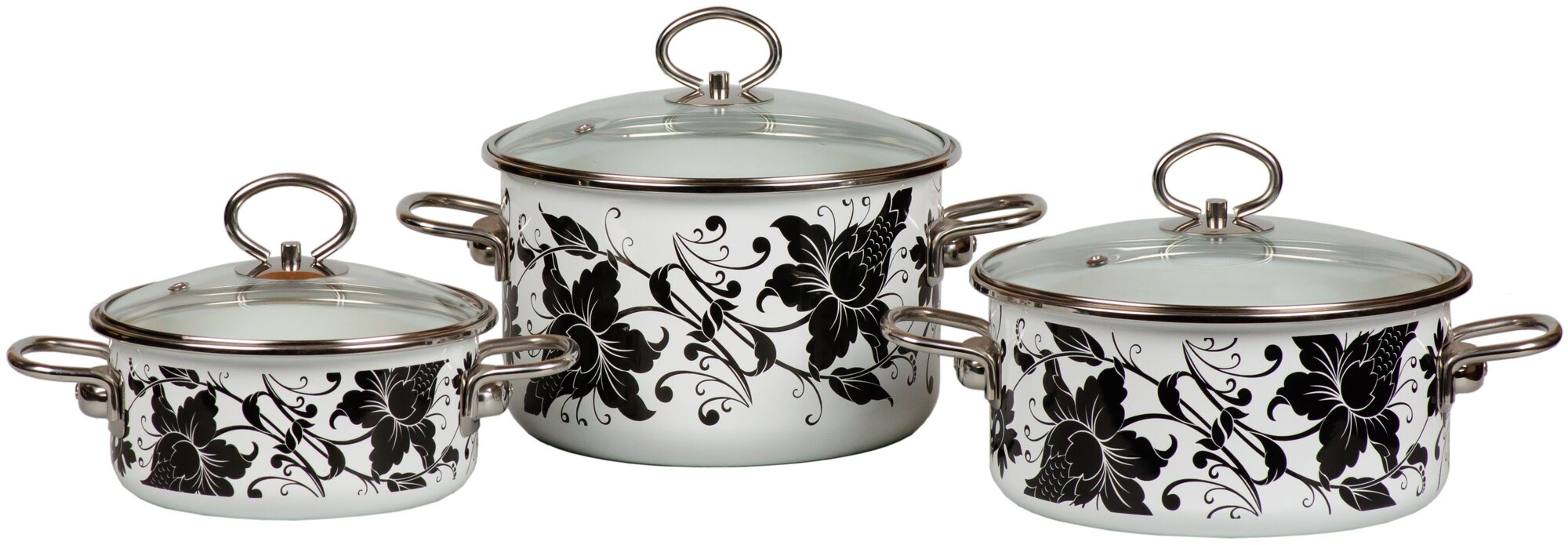 Набор кастрюль эмалиров. №13 "TANGO" белосн. (2 + 3 + 4 Л) "стальэмаль" 1DB135S