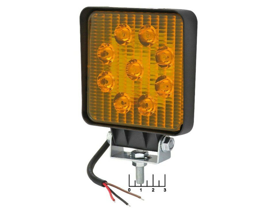Прожектор светодиодный 12-24V 9W 9LED желтый 2 режима квадратный 101.3738-01