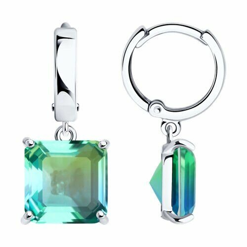 Серьги с подвесками, серебро, 925 проба, родирование, ситалл