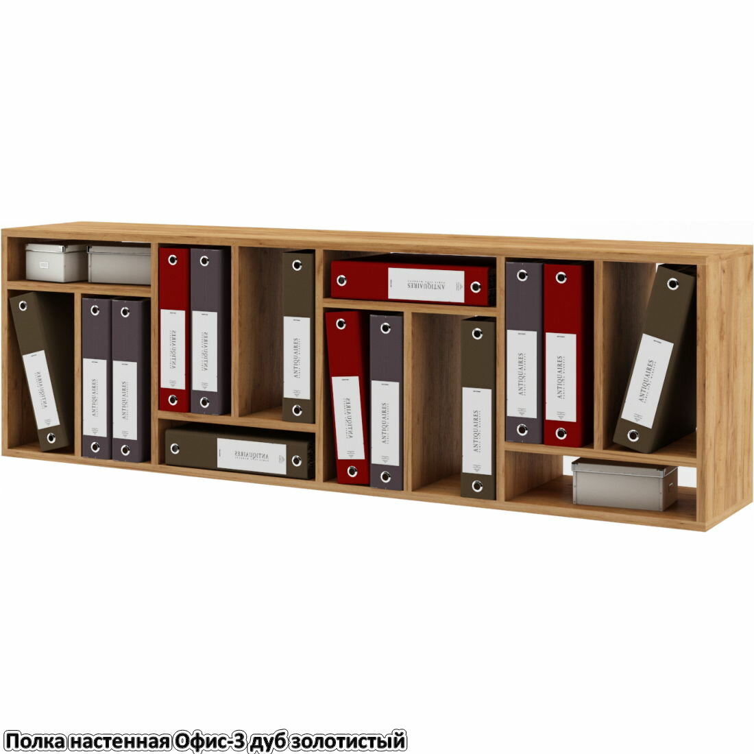 Полка настенная Офис-3 Дуб-золотистый, ЛДСП, МФ Владимир VMF, 150,4х47х28,5 см.