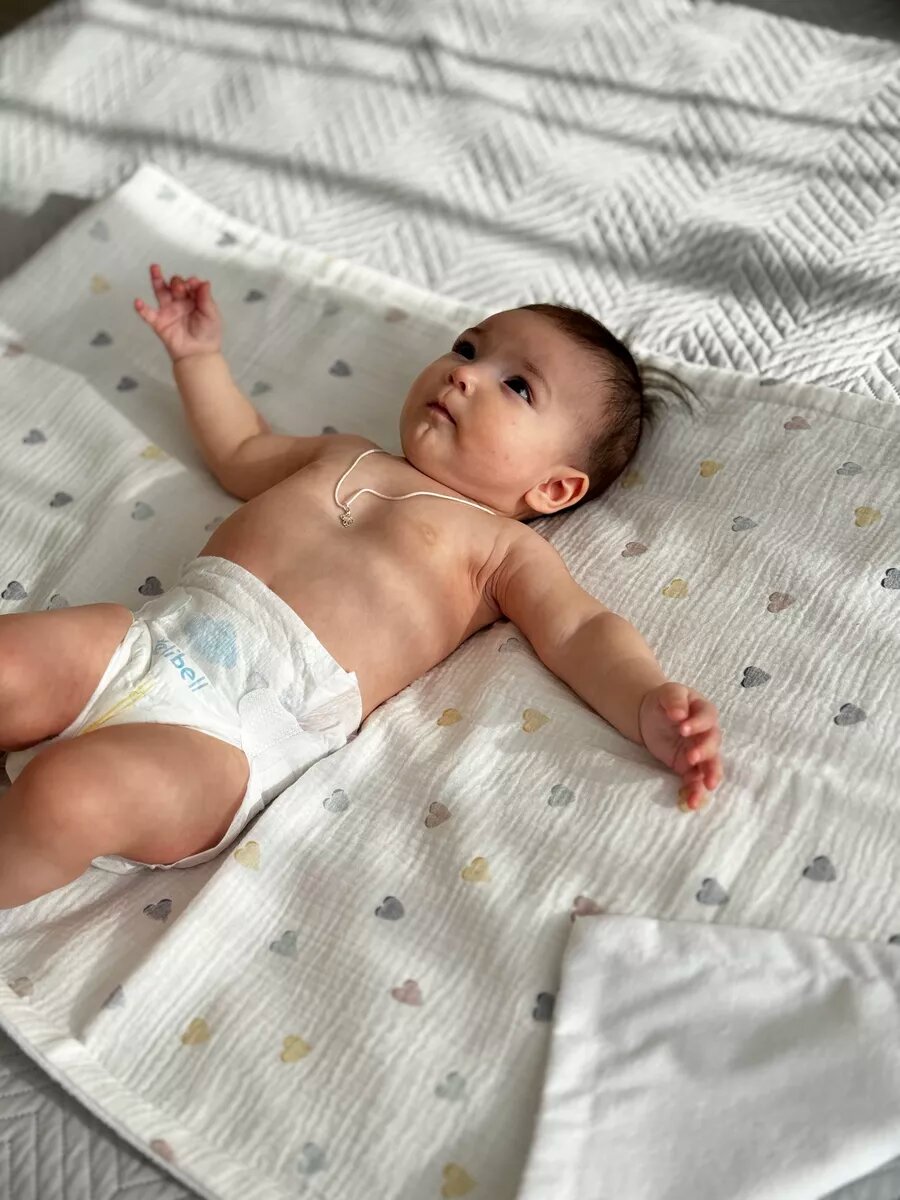 Непромокаемая пеленка многоразовая муслиновая