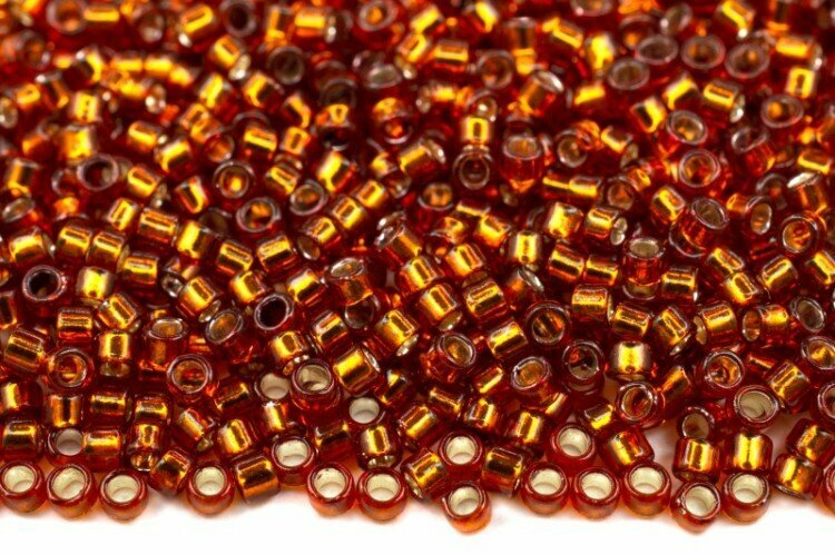 Бисер японский TOHO Treasure цилиндрический 11/0 #2208 спелый апельсин, серебряная линия внутри, 5 грамм
