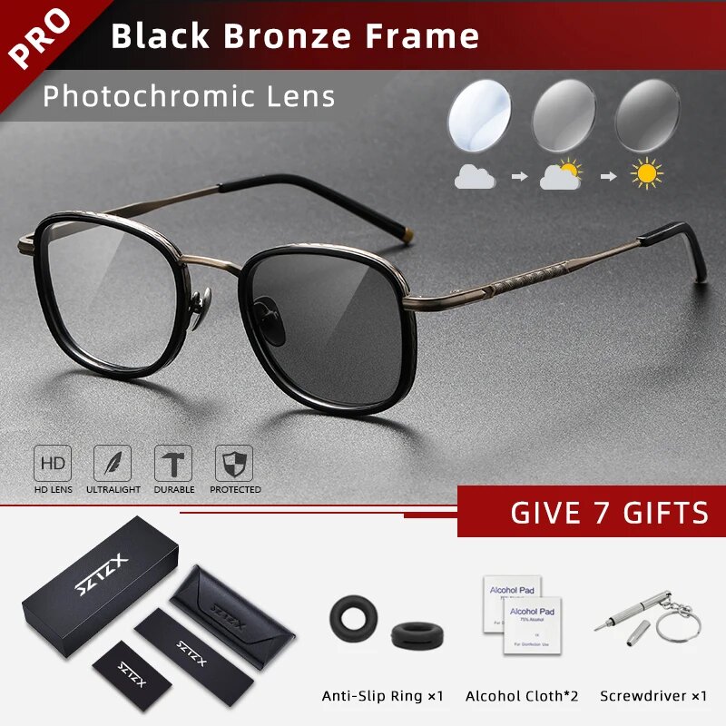 SZTZX фотохромные очки для чтения из чистого титана C2-Photochromic, +300