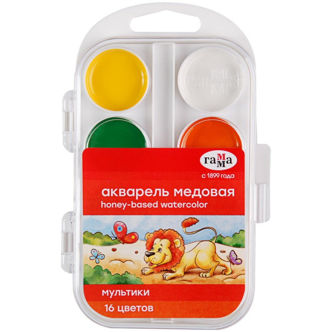 Акварельные краски гамма Мультики 16 цветов, медовая, без кисти