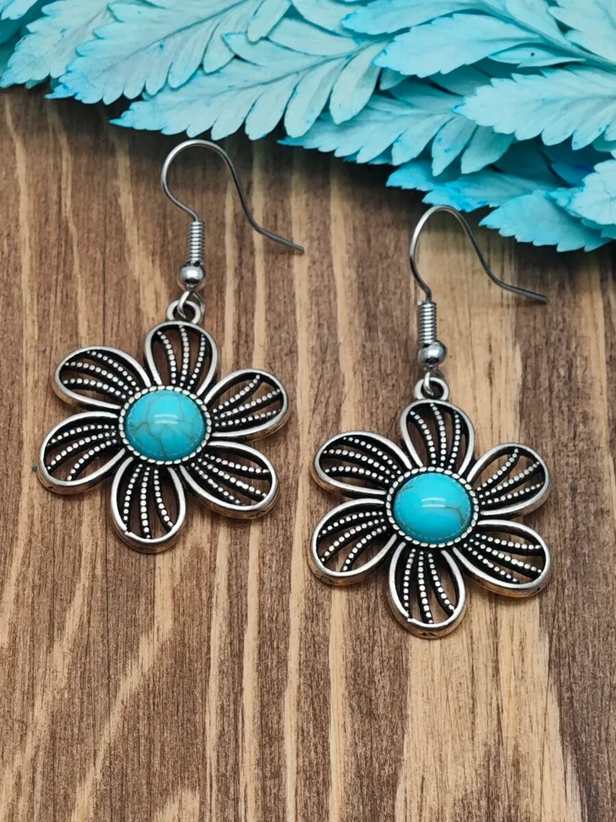 Серьги, эмаль, бирюза синтетическая