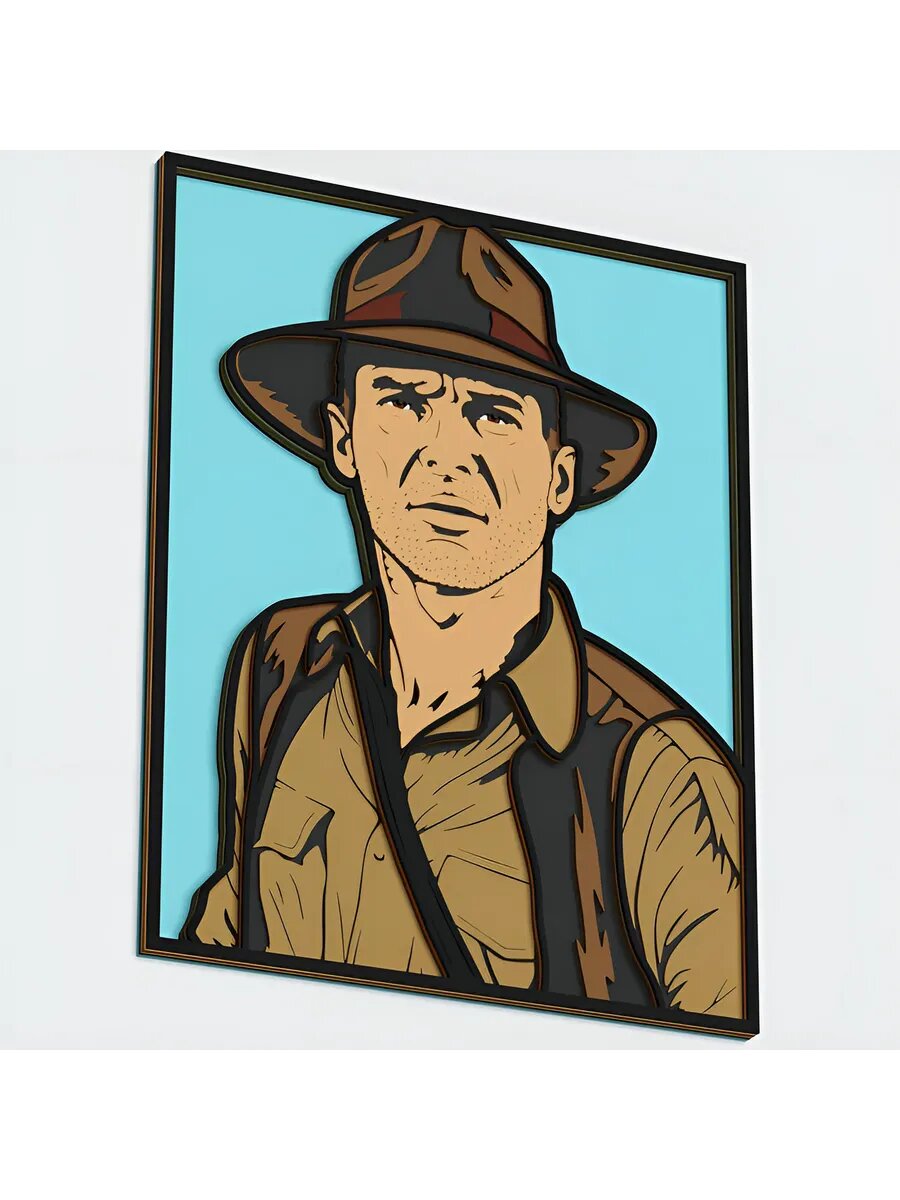 3D Картина по номерам из дерева Индиана Джонс, 23x30 см