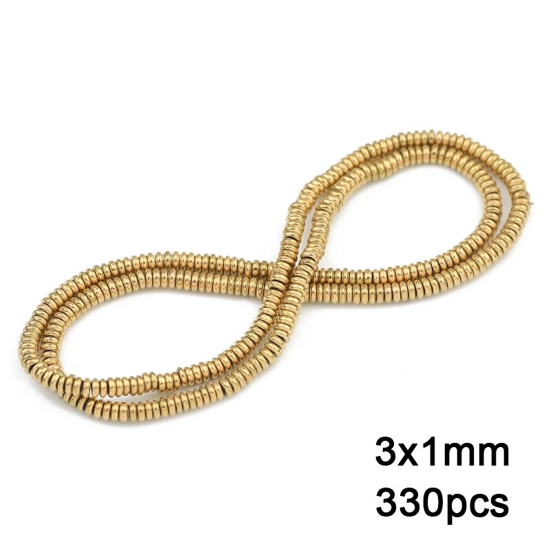 Бусины гематит с позолотой 3x1 мм, 330 шт, HDS494-3MM