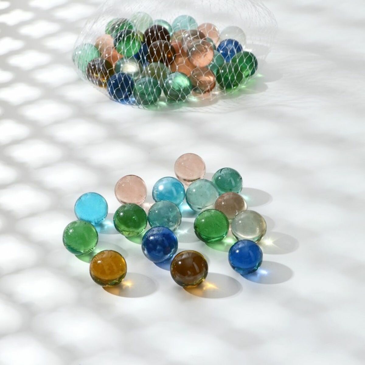 Стеклянные шарики Марблс для декора, аквариума и игр, 15 мм, 48 шт