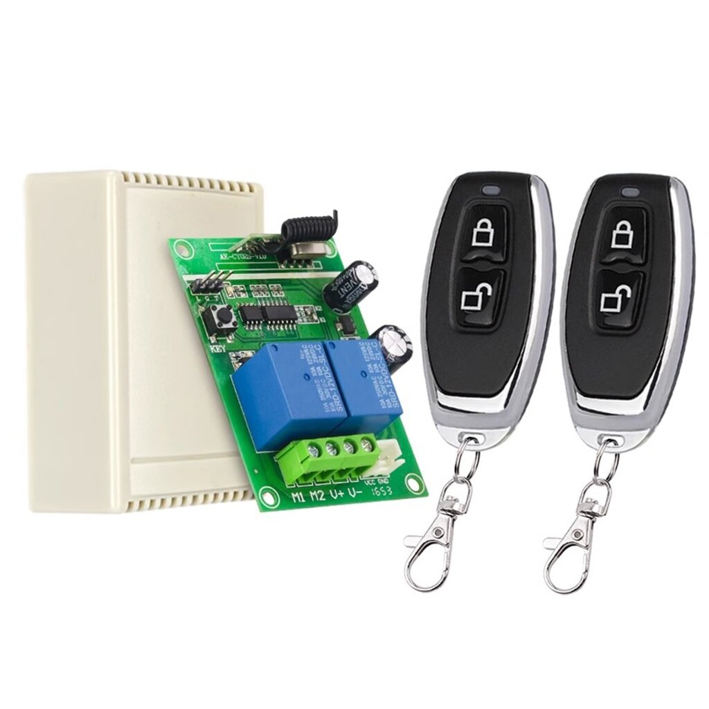 1 комплект 433 МГц 12 В 2-канальные переключатели двигателя Контроллер доступа Пульт дистанционного управления Гаражными шлагбаумными воротами Двигатель открывания ворот