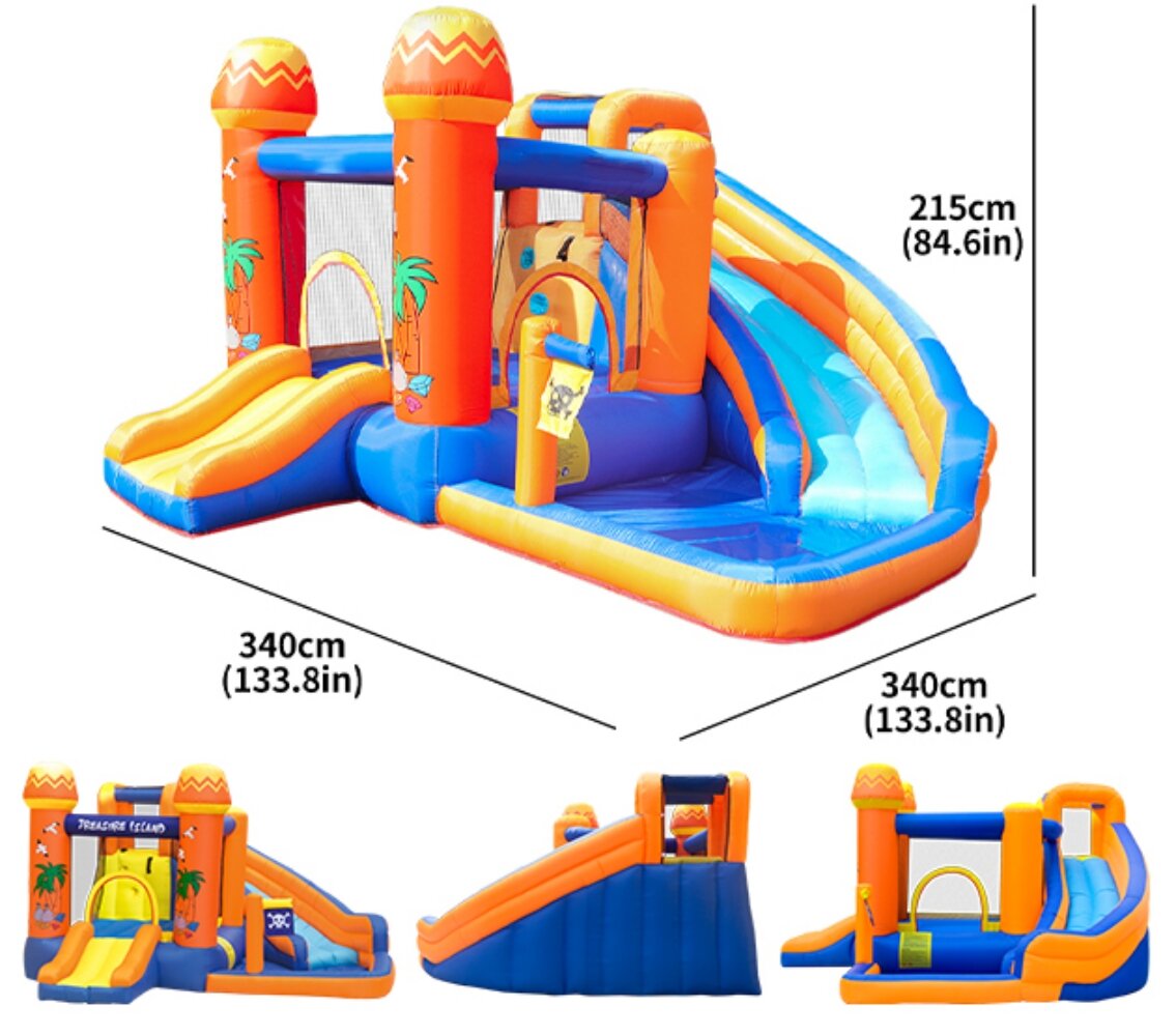 Детский надувной замок с горкой и батутом, Надувная складная игровая площадка