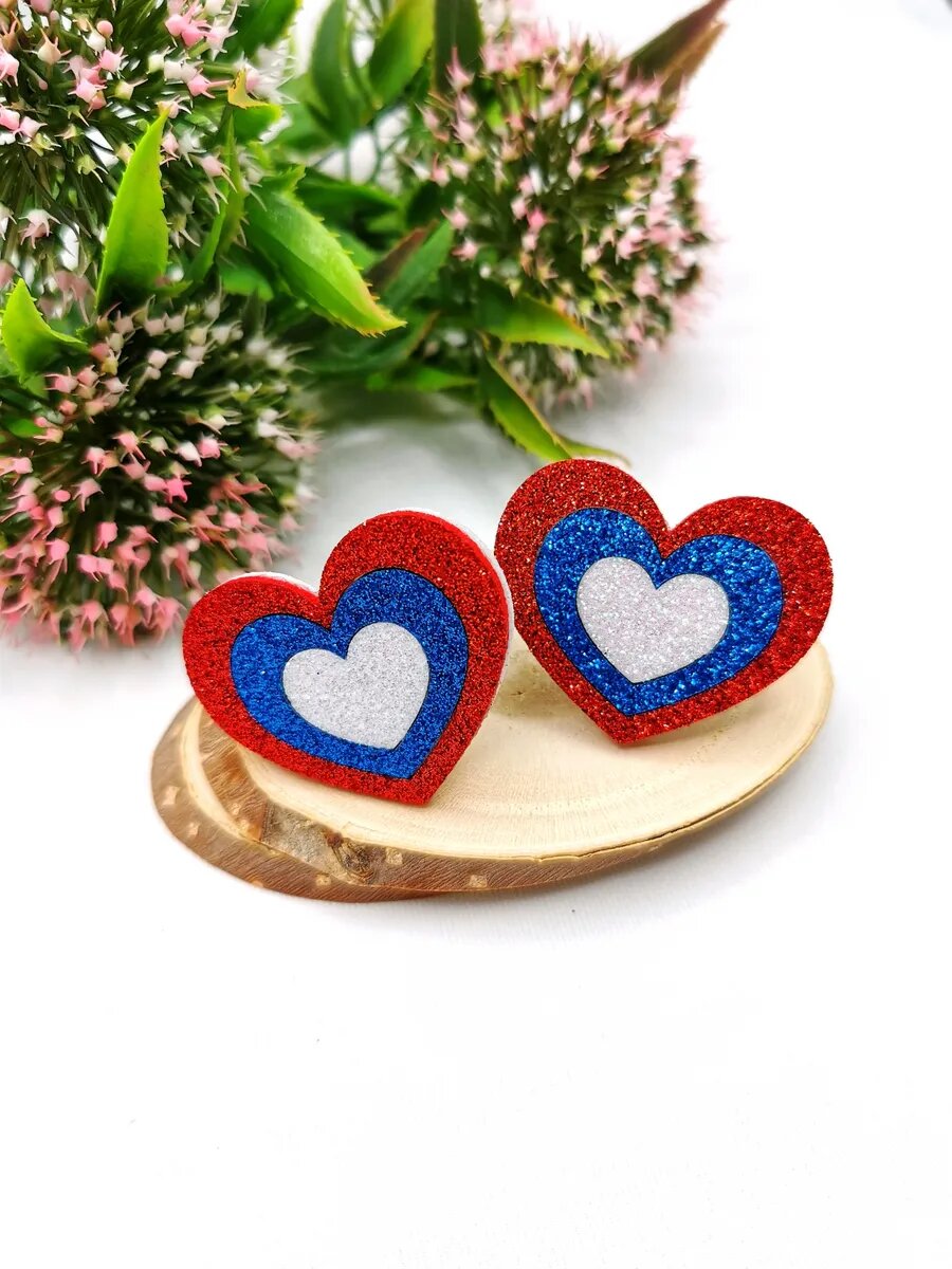 Бантики Чудо бантики "Сердечки", для маленьких хвостиков, на резинке, триколор