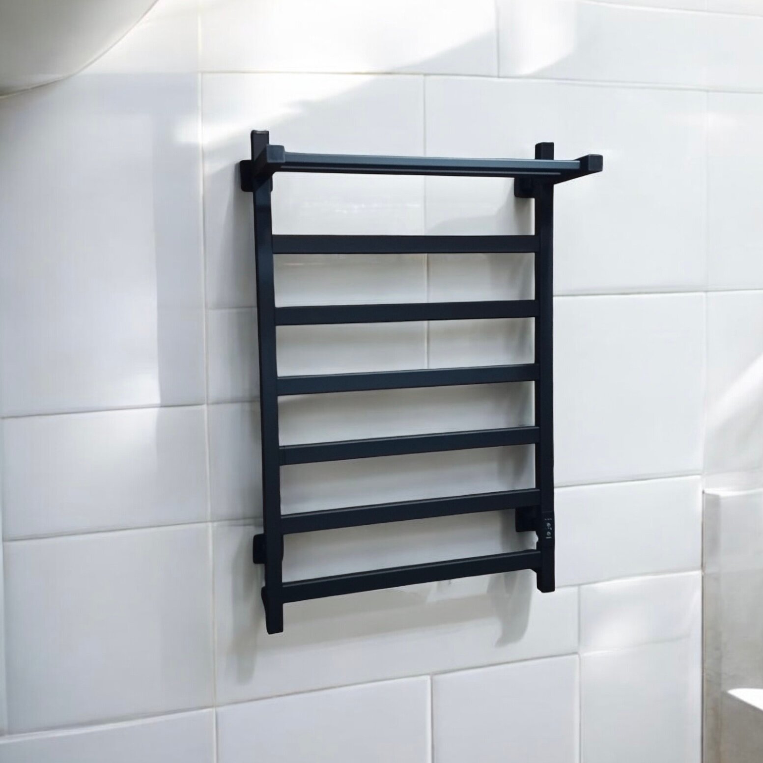 Полотенцесушитель электрический Тругор 500мм 800мм чёрный квадратный, универсальное подключение.