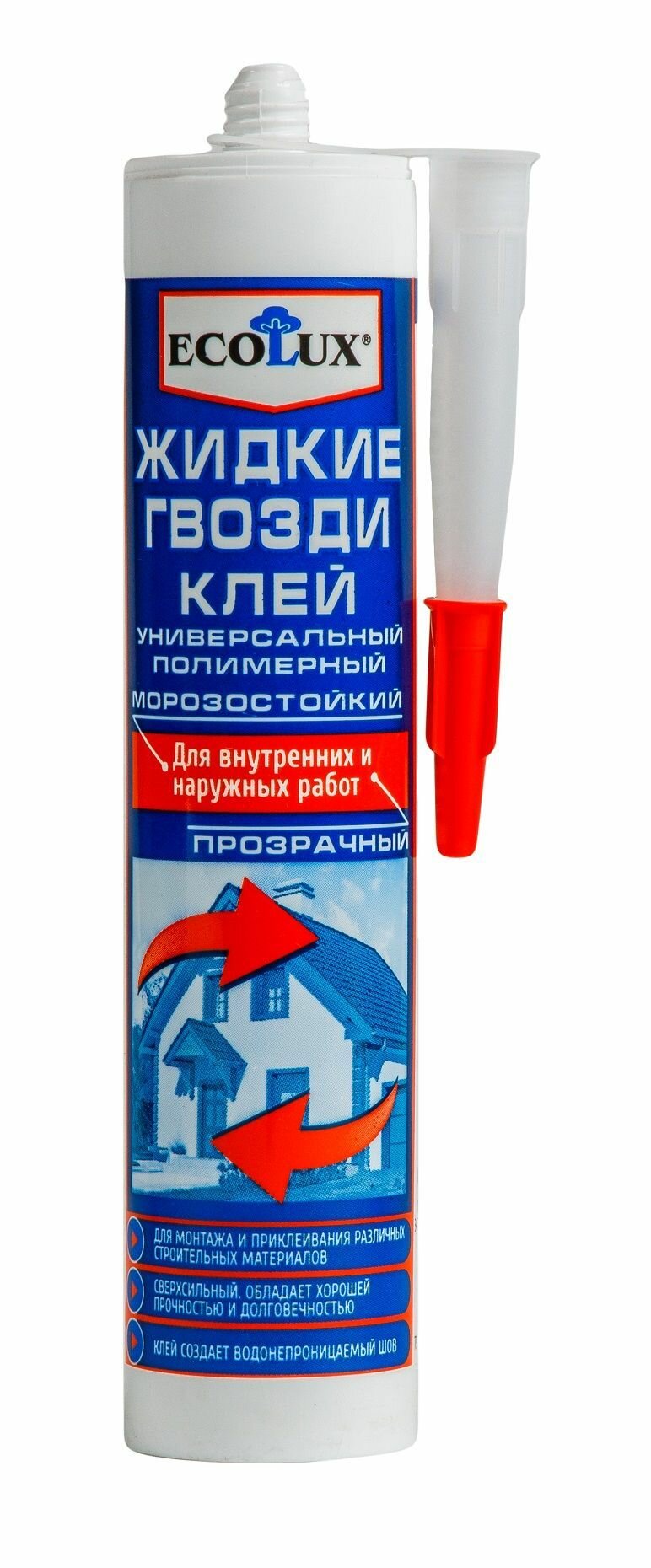 Жидкие гвозди, клей монтажный ECOLUX, полимерный прозрачный, 310 мл