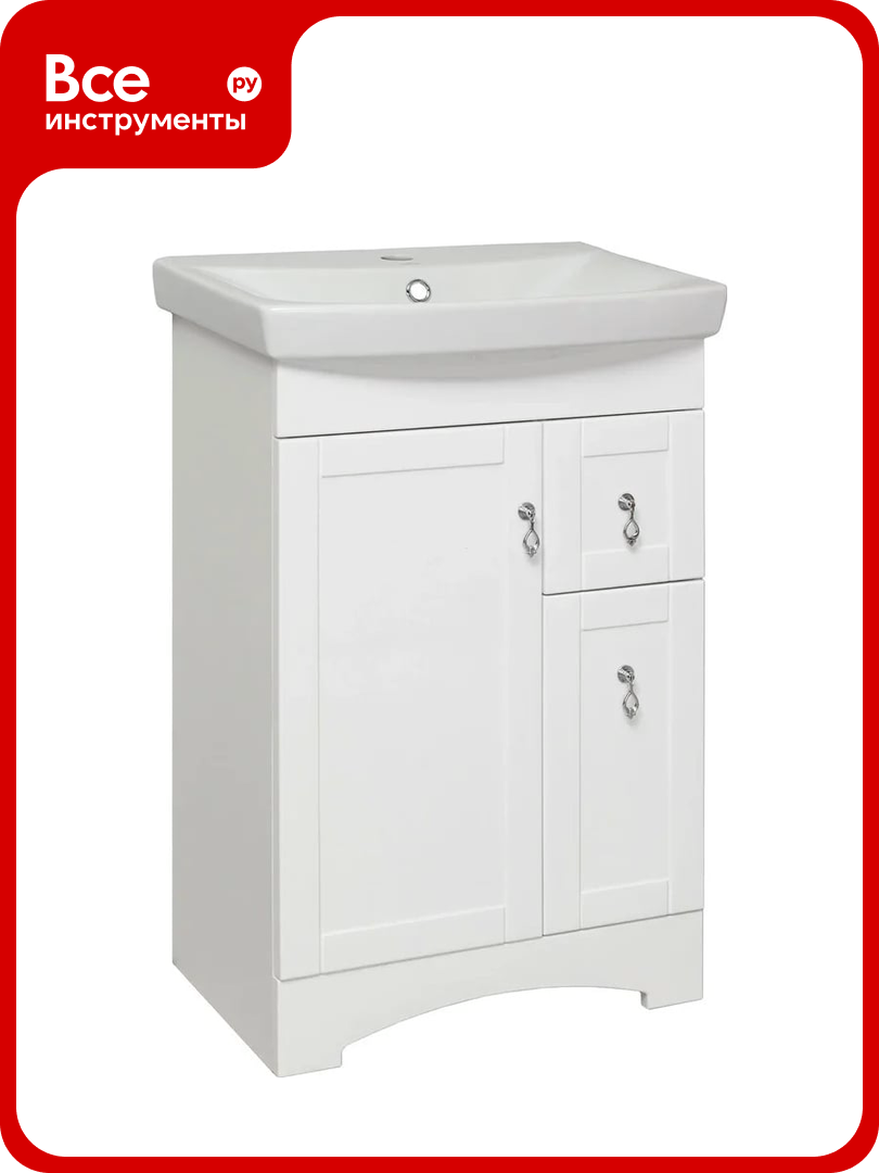 Тумба RUNO мерида 55 под умывальник Carina 55 00-00000738, ванной устанавливается