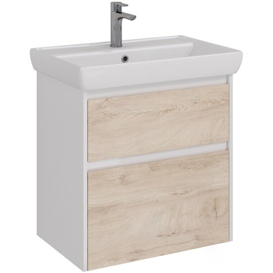 Тумба Noname Lemark COMBI 70 см под 1 раковину, подвесная/напольная, 2 ящика, цвет фасада: Дуб кантри, цвет