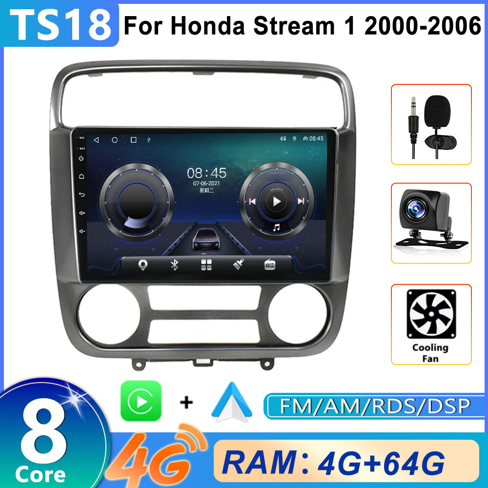 Android для Honda Stream 1 2000-2006/ Автомагнитола Андроид Хонда Стрим 1 2000-2006 4G-SIM Wifi Bluetooth Gps навигатор Мультимедиа автомабиля