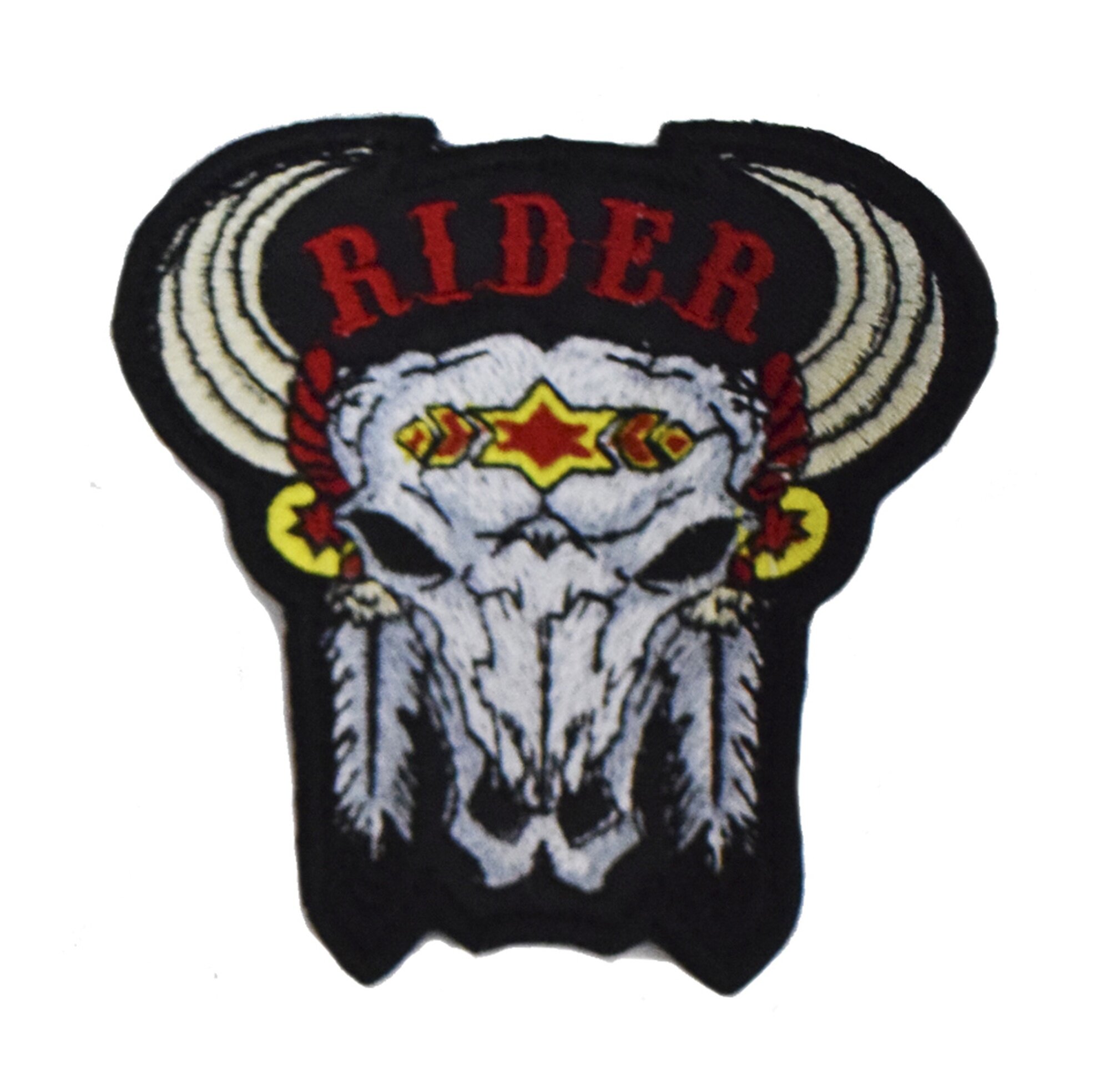 Шеврон, байкерская нашивка, патч, на липучке, с черепами, rider. Размер 85х85 мм.