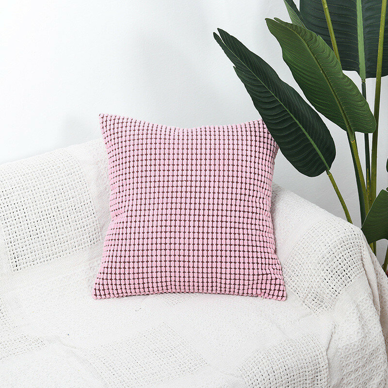 Стильные скандинавские подушки из плюшевого кордюроя, чехол для подушки для современного дома, лотосовый розовый - 45*45 см