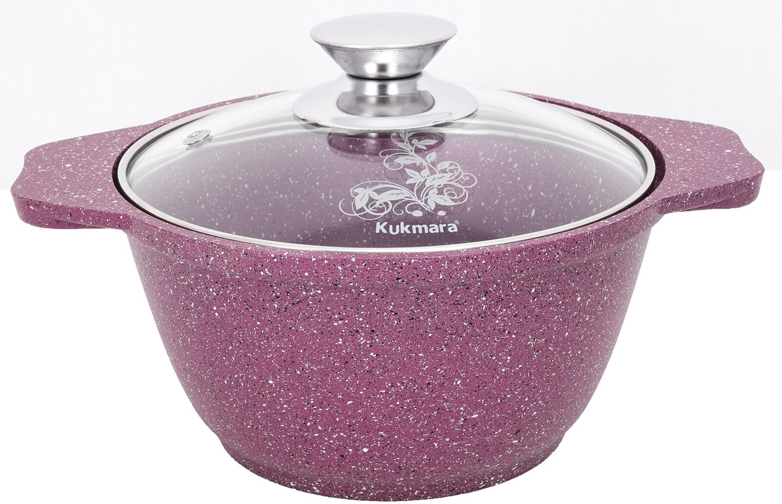 Кастрюля Kukmara 1 л с антипригарным покрытием, литой алюминий, стеклянная крышка 16см, цвет Mystery, к11tsm