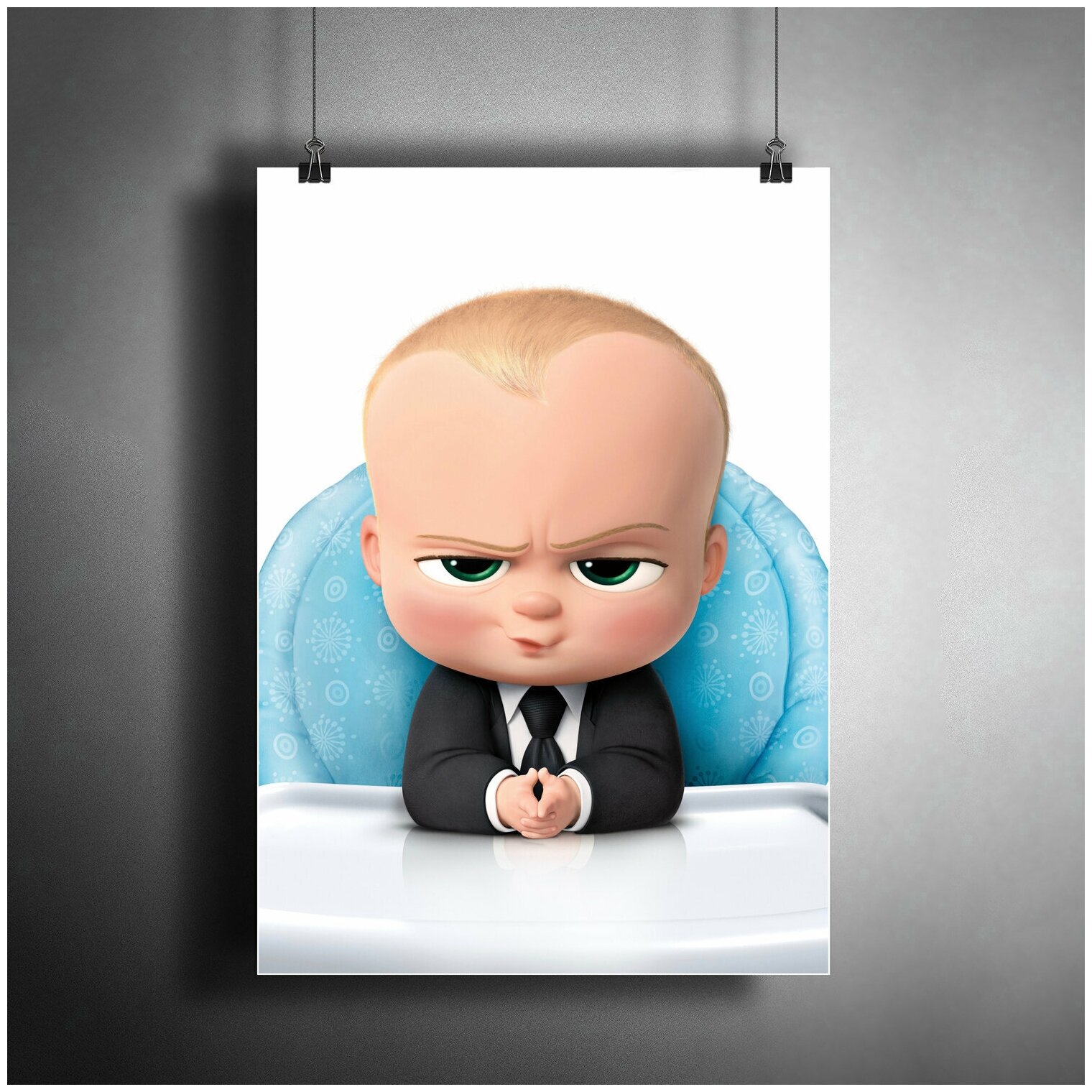 Постер плакат для интерьера "Мультфильм: Босс-молокосос. The Boss Baby. Постер для детей" / Декор дома, офиса, комнаты, квартиры A3 (297 x 420 мм)