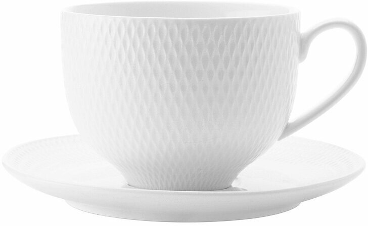 Чайная пара Maxwell & Williams Даймонд, набор для чаепития на 1 персону: чашка 220 мл, блюдце из фарфора, для чая и кофе, подарочная