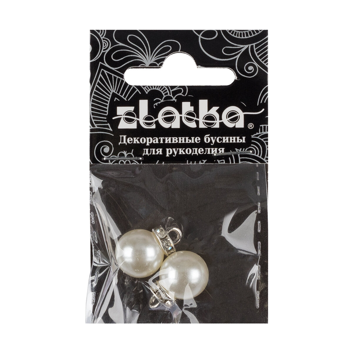 Zlatka пластиковая бусина JJB-03 12 мм, 2 шт, жемчужный №01 для украшений и рукоделия