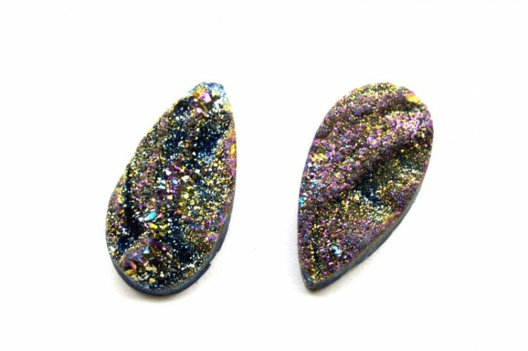 Кабошон капля 20х10мм, Агат (друза), оттенок разноцветный, 2015-027, 1шт