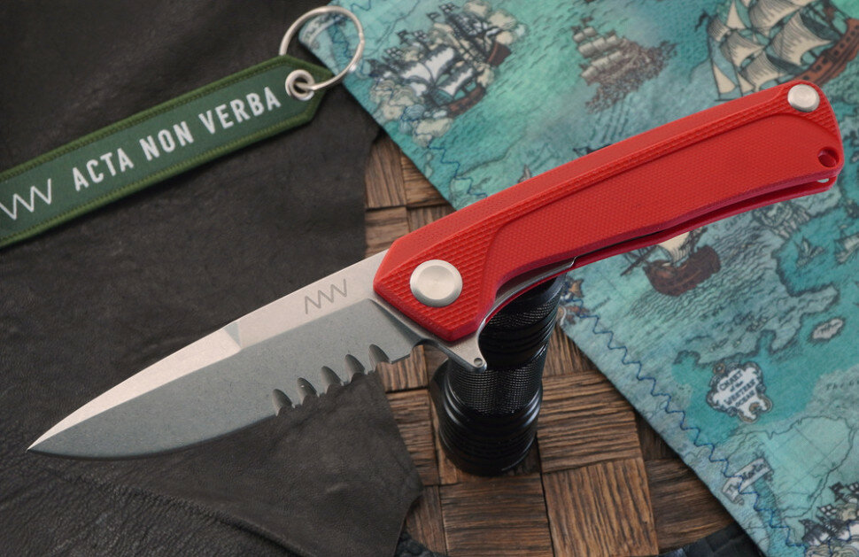 Складной нож ANV Z200 (DLC, Liner lock, красная G10, N690)