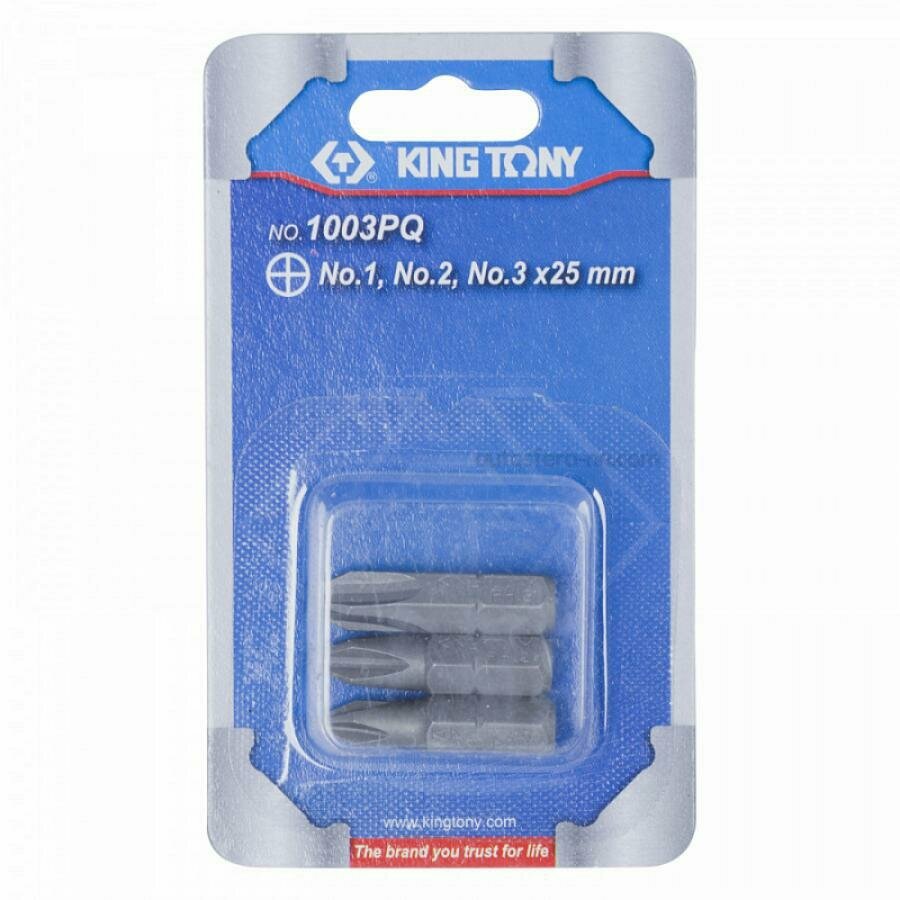 KING TONY 1003PQ Набор вставок, бит 1/4, крестовые, N1, N2, N3, 3 предмета KING TONY 1003PQ