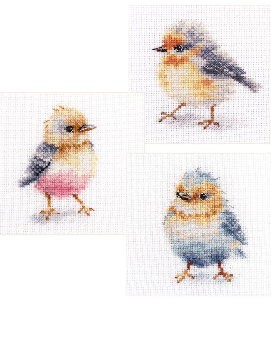 Творческий набор Алиса "Птички-невелички" 6х8 см G-36 с комплектом качественных цветных ниток мулине, хлопковой канвой, удобной иглой, схемой и инструкцией для вышивания картины крестом