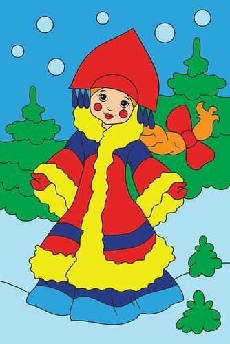 Картина по номерам на холсте. Снежная девочка. 10х15 см