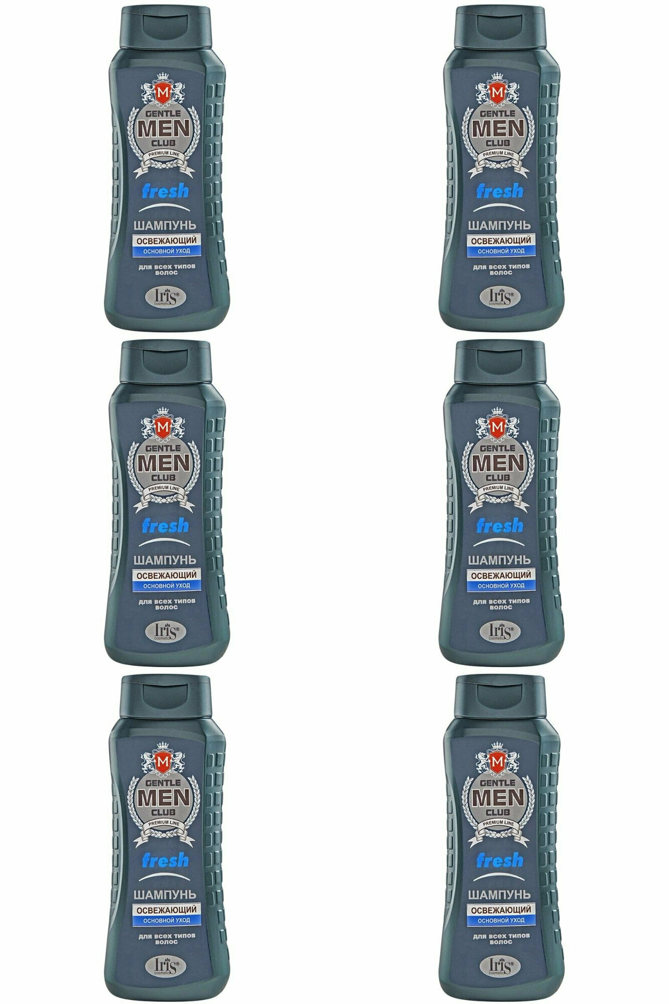 Iris шампунь Gentlemen club FRESH освежающий для всех типов волос, 400 мл, 6 шт