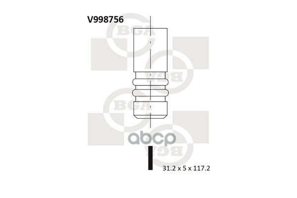 Клапан впускной 31.2x5x117.2 IN OPL ASTRA G/HINSIGNIA/VECTRA C/FIRA 1.6 (Z16XEP ECOTEC) 98- шт. Bga арт. V998756